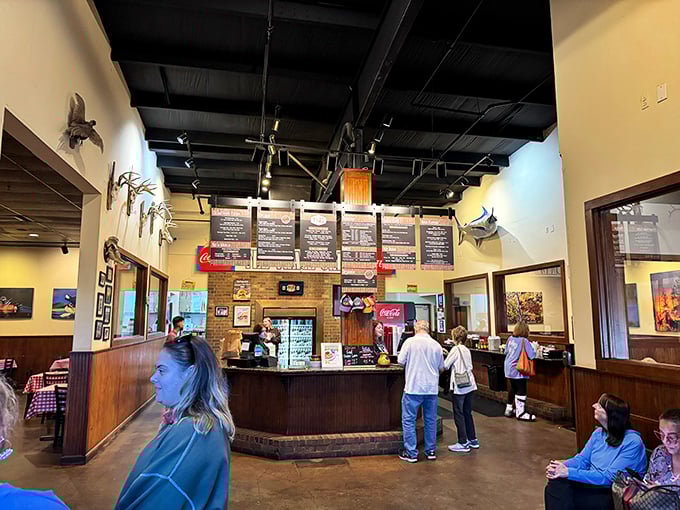 Step inside and the high ceilings, wood paneling, and mounted fish tell you this isn't some cookie-cutter chain&mdash;this is Mississippi dining with personality.