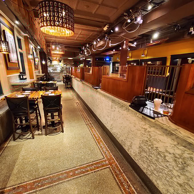 Former teller stations transformed into elegant dining counters&mdash;the only deposits and withdrawals here involve pasta and wine.