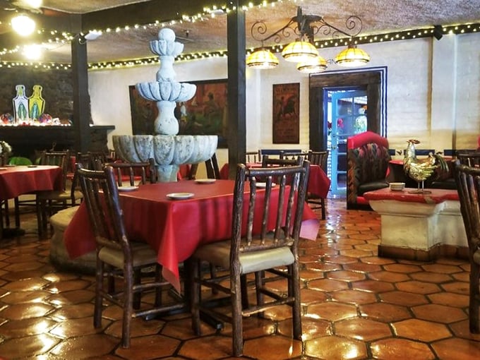 Inside, terra cotta floors and a central fountain create that perfect "I've discovered somewhere special" feeling that makes you want to settle in for hours.