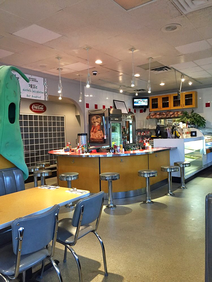 Classic diner aesthetics meet Jewish deli tradition in this interior that whispers, "Sit down, stay awhile, we've got stories to tell."