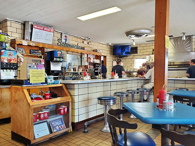Step back in time at the counter, where chrome stools and blue tabletops have witnessed decades of Toledo conversations. The breakfast special might change, but the hospitality never does.
