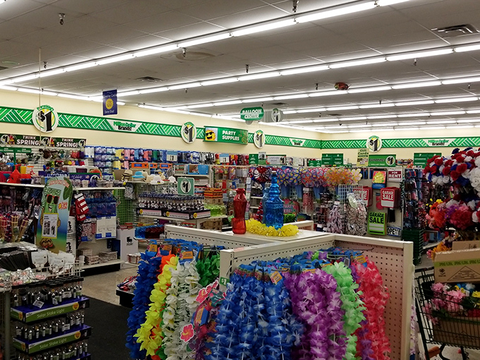 A kaleidoscope of colorful merchandise stretches as far as the eye can see. It's like Willy Wonka's factory, but for household goods instead of chocolate.