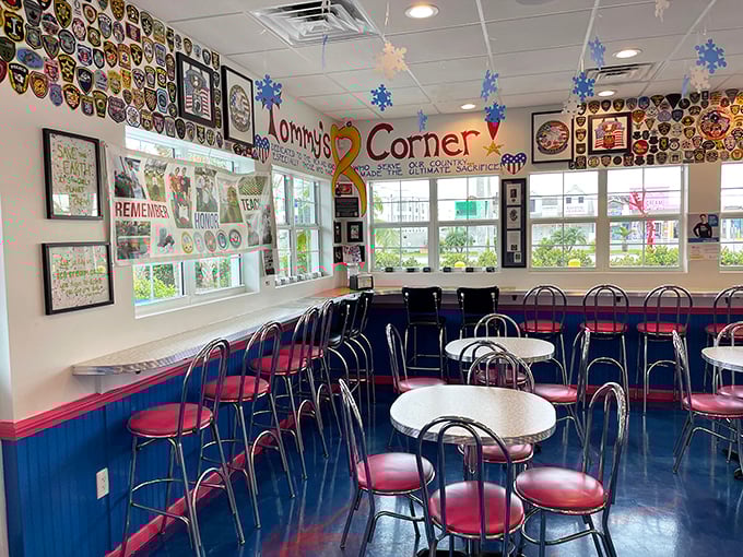Tommy's Corner isn't just a seating area&mdash;it's a museum of community love, with walls adorned with police patches and memorabilia that tell stories sweeter than the ice cream itself.