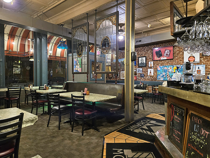 Step inside to find that perfect balance of cozy and classic—exposed brick walls, vintage fixtures, and booths that have hosted countless Columbus conversations.