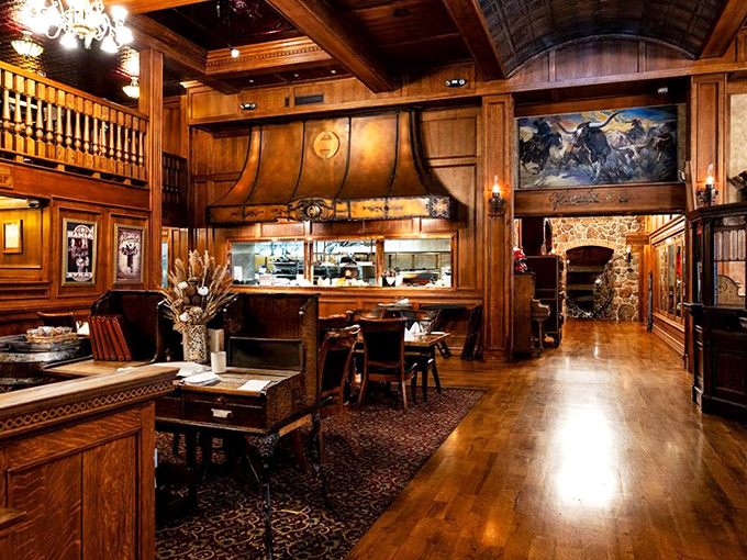 Wood paneling heaven! Step inside and you're transported to a time when craftsmanship mattered and dining rooms doubled as art galleries. 