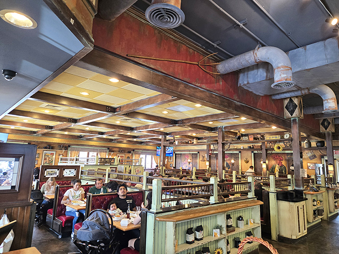 Inside, rustic meets industrial in a space where farm-fresh philosophy is matched only by the buzzing energy of breakfast enthusiasts.