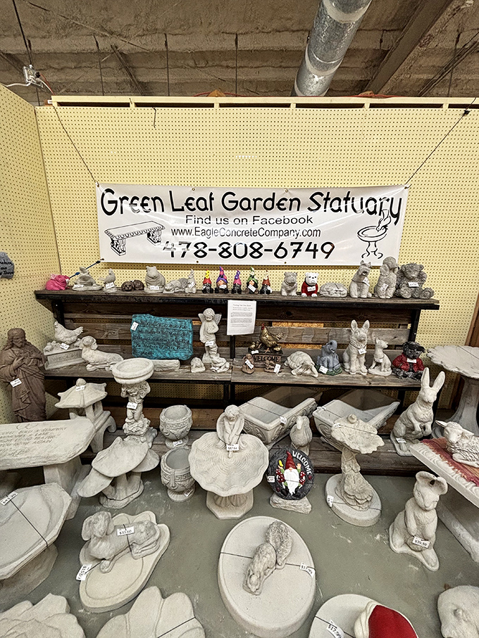 Garden gnomes have nothing on this stone menagerie! Green Leaf Garden Statuary offers concrete critters ready to add whimsy to your backyard Eden.