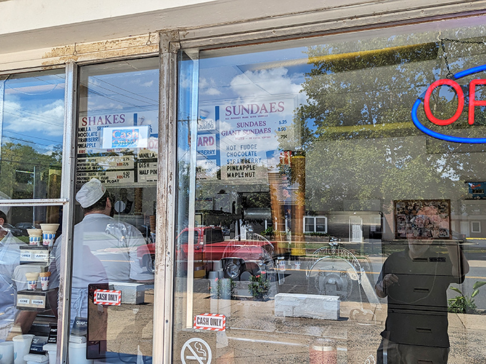 Behind these windows, custard dreams come true. The menu board's simplicity is a refreshing antidote to our world of endless, anxiety-inducing choices.