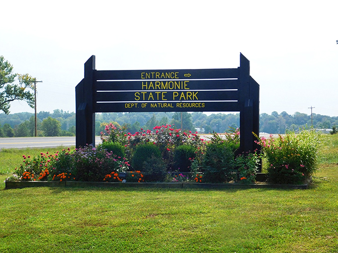The entrance sign promises harmony, and boy does it deliver. Those wildflowers aren't just decorative&mdash;they're a preview of the natural symphony waiting inside.