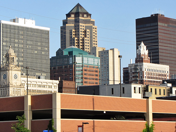 The Des Moines skyline isn't trying to intimidate you&mdash;it's more like a friendly handshake than a power move, golden in the afternoon sun.