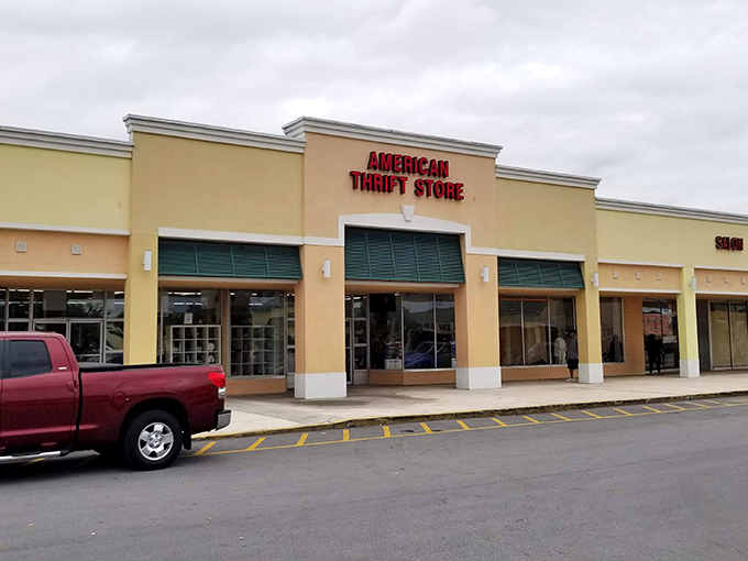 American Thrift Store's bright facade promises a treasure hunt that even Indiana Jones would approve of.