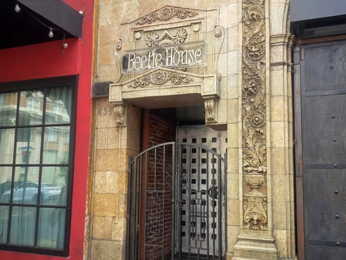 Beetle House: Step through this gothic gateway and enter Tim Burton's imagination. The ornate entrance promises weird and wonderful dining ahead.