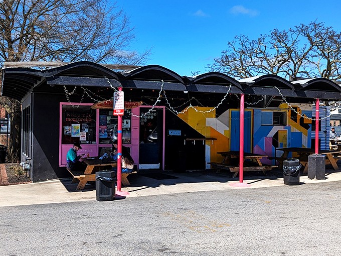 Benny Marzano's colorful exterior is like the pizza equivalent of a carnival - fun, vibrant, and promising oversized delights.