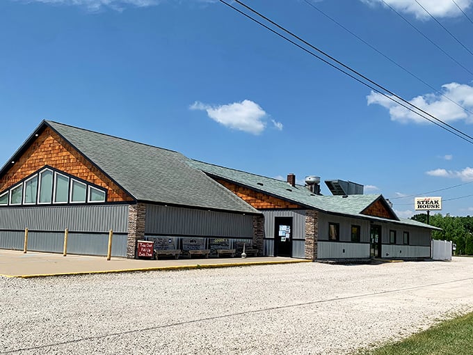 Bill's Steak House in Bronson looks like the answer to "where do locals go for the good stuff?" Cedar shingles and all.