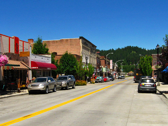 Bonners Ferry's charming downtown invites you to slow down and enjoy the mountain-framed skyline.