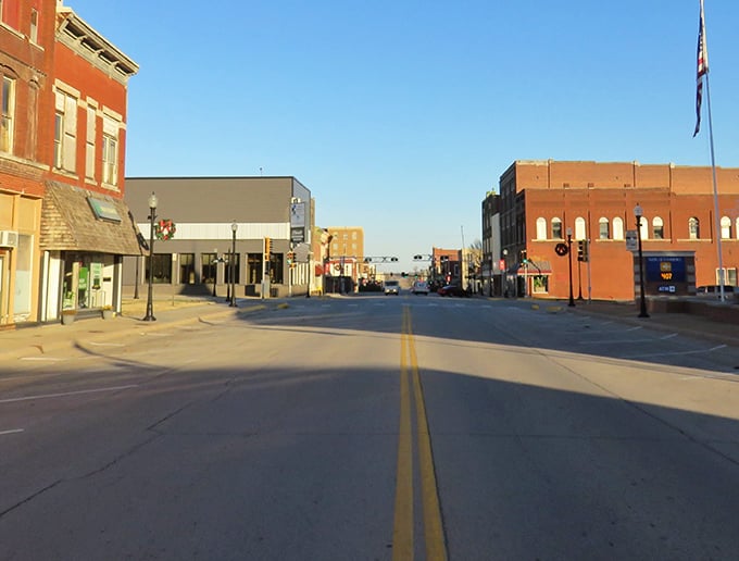 Chanute's main street has that "time stood still" quality—brick buildings and empty streets that whisper stories from another era.