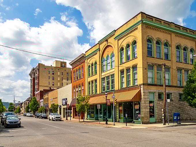 Clearfield's golden-hued buildings catch the sunlight, standing proud like sentinels of affordability in central Pennsylvania.
