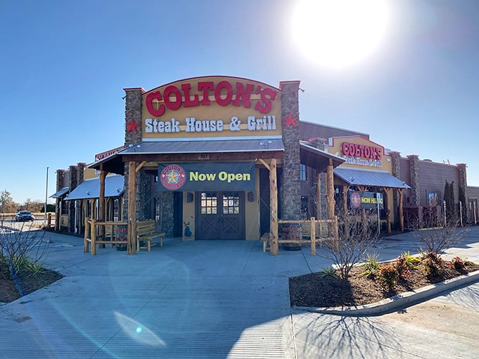 Colton's rustic exterior promises a cowboy-worthy steak experience that would make John Wayne tip his hat.