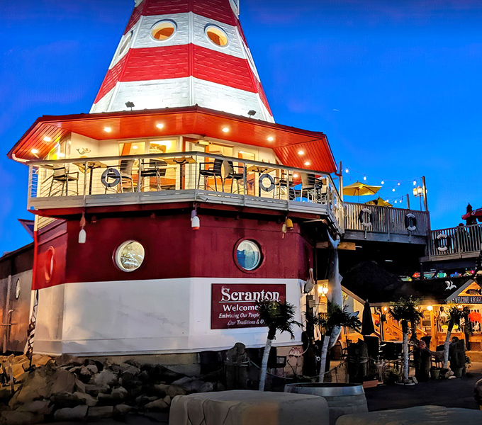Not your average lighthouse&mdash;unless lighthouses typically serve killer crab cakes! Cooper's quirky landmark brings coastal charm to Scranton.