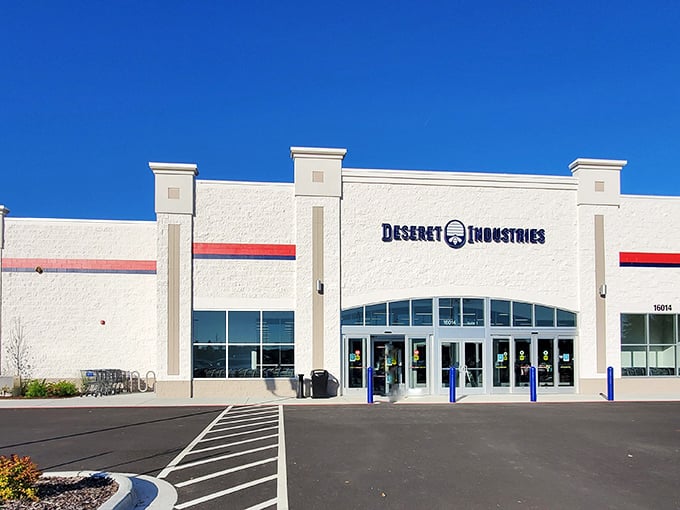 Deseret Industries' pristine white facade promises organization inside - a rare luxury in the wild world of thrifting.