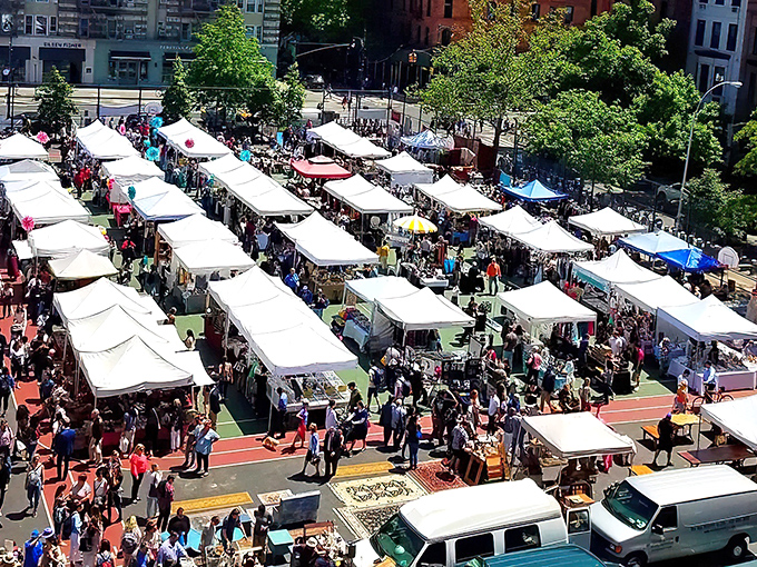 Urban treasure hunting at its finest! Grand Bazaar's neat rows of white tents hide vintage gems waiting to be discovered by savvy New Yorkers.