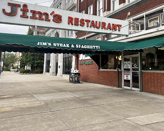 Jim's iconic red sign has been guiding hungry Huntington locals to steak paradise since before Instagram could make food famous.
