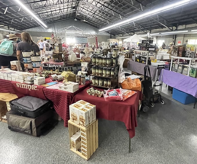 Tables laden with treasures await eagle-eyed shoppers in this vast indoor wonderland of collectibles and curiosities.