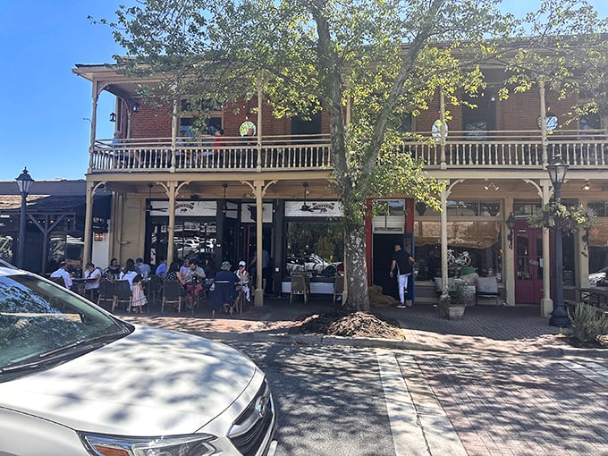 History meets hunger at Little Alley's charming porch, where Roswell's brick-lined streets lead to steak salvation.