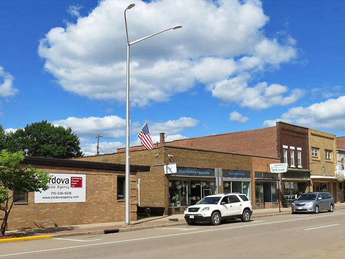 Merrill's sunny downtown invites you to stroll past storefronts where shopkeepers still say "good morning" and mean it.