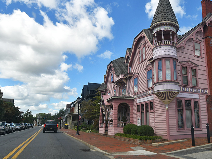 That pink Victorian beauty in Milford could be the star of a home renovation show. Imagine the stories those ornate walls could tell!