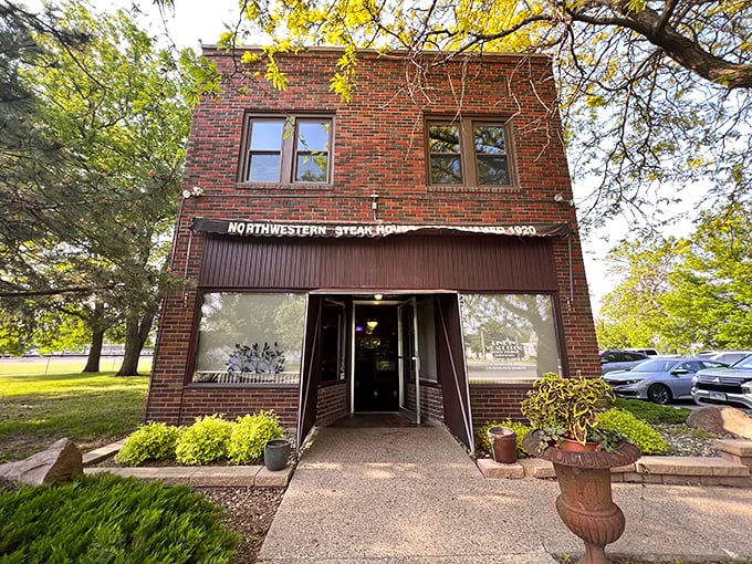 Northwestern Steakhouse's classic brick facade whispers tales of perfectly grilled steaks and satisfied diners.
