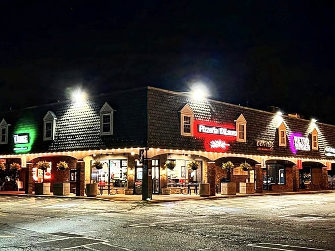 Those warm lights beckoning through the evening mist promise comfort food at its finest.