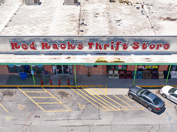 Red Racks stands proud like a beacon for bargain hunters who know good deals when they see them.