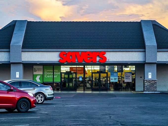 Savers at sunset &ndash; where the golden hour outside matches the golden deals waiting inside.