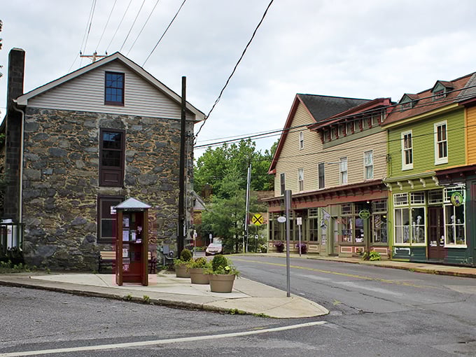 Sykesville's colorful storefronts invite leisurely exploration. Walking down this street feels like stepping into a gentler time when neighbors knew your name.
