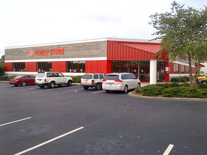 The Salvation Army's iconic red building stands ready to rescue both your budget and your home decor needs.