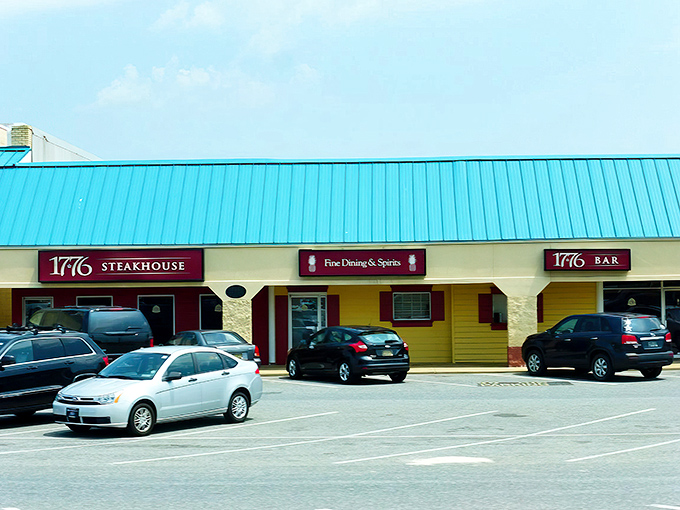 The bright turquoise roof makes 1776 Steakhouse impossible to miss. Your stomach will thank you for the constitutional right to great beef.