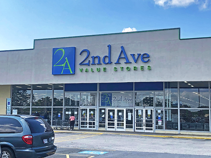 Another angle of 2nd Ave's impressive storefront. Like the gateway to Narnia, but instead of talking lions, you'll find talking-point fashion steals.
