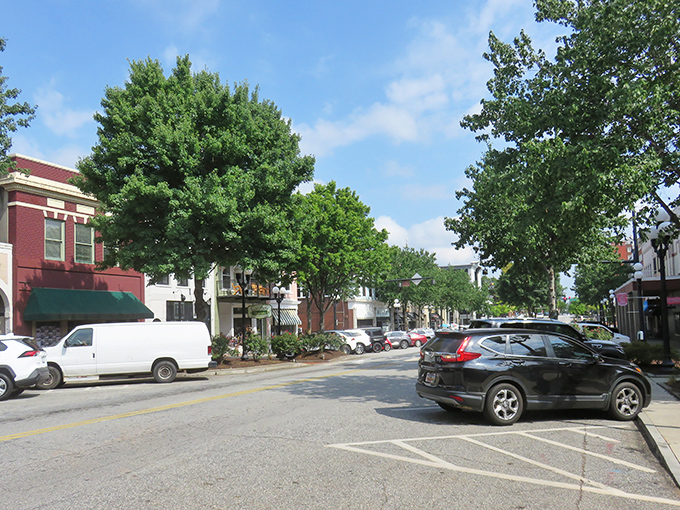 These brick buildings have watched generations pass by, each one adding character to the streetscape. 