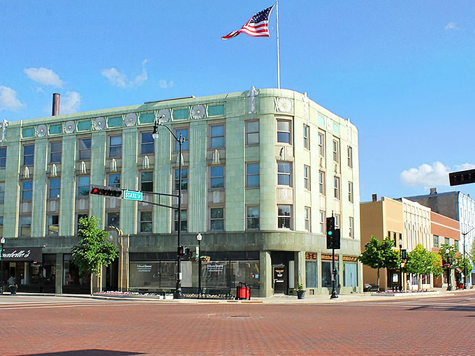 This mint-green Art Deco beauty in Beloit could be from a Wes Anderson film set, but it's just Tuesday in Wisconsin.