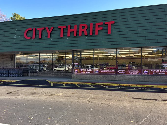 "Never, ever buy new!" proclaims City Thrift, where yesterday's splurges become today's spectacular deals.