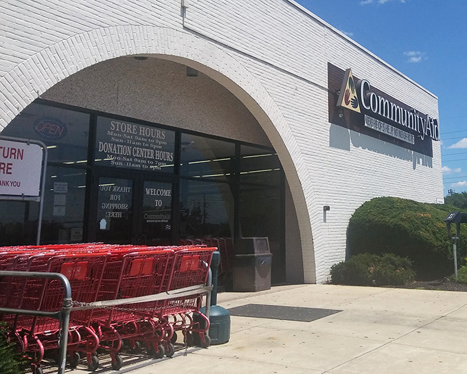 Those red shopping carts are like ruby slippers &ndash; they'll transport you to a magical land of thrift store treasures.