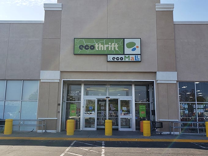 Those yellow safety bollards aren't just protecting the entrance&mdash;they're guarding a warehouse of wonderful secondhand surprises inside.
