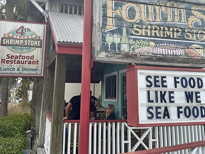 "See Food Like We Sea Food" &ndash; this punny sign promises exactly what you'll get: gloriously fresh Gulf treasures.