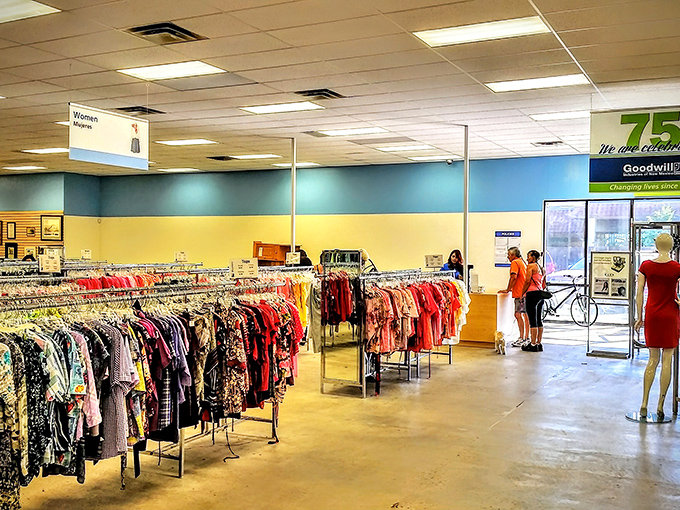 The blue exterior hints at the cool finds inside. Goodwill's Santa Fe location is where vintage dreams come true.