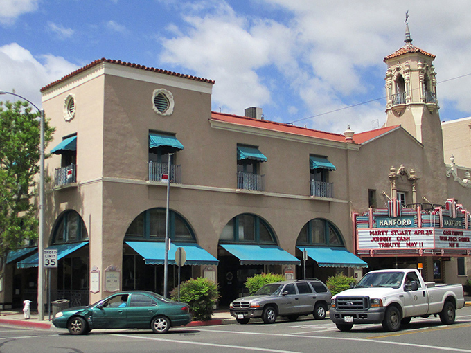 The stately Hanford Fox Theatre stands as a reminder that small towns can deliver big entertainment. A cultural gem in the Central Valley!
