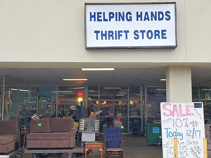 The unassuming exterior of Helping Hands hides a wonderland of treasures inside. Like finding a diamond in your grandmother's junk drawer!