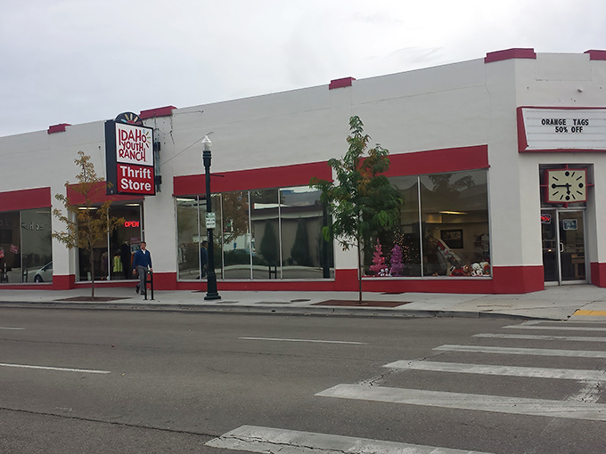 The Idaho Youth Ranch sign promises 50% off orange tags today. In thrift store language, that's basically a siren song!