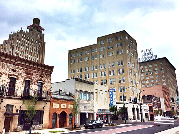 Downtown Jackson's skyline features the iconic King Edward Hotel, standing tall in a city where your retirement dollars can actually retire too.
