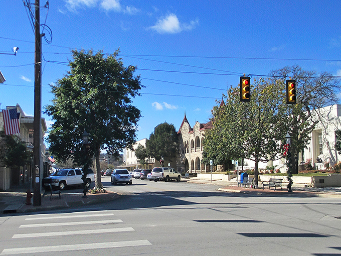 The rolling hills behind Kerrville create a backdrop that makes every day feel like you're living in a painting rather than just a town.